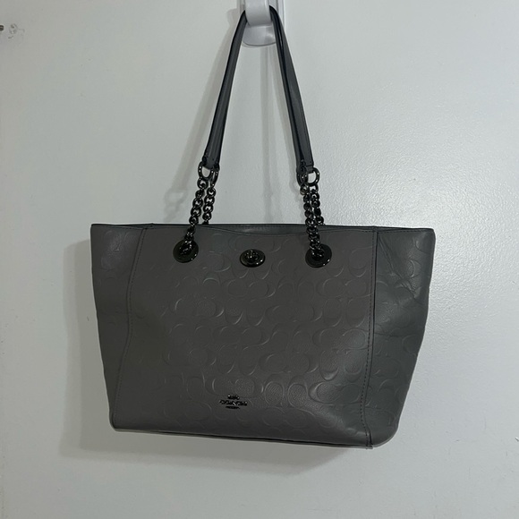 Coach | Bags | Coach Leather Gray Purse With Dark Pewter Color Hardware ...
